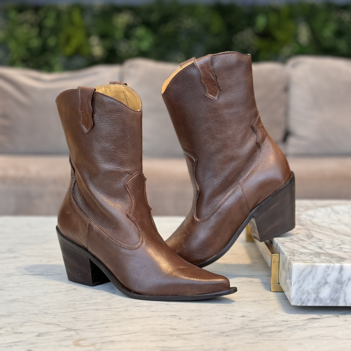 Brown Coffee Western Boots - Final Sale – Juliana Heels